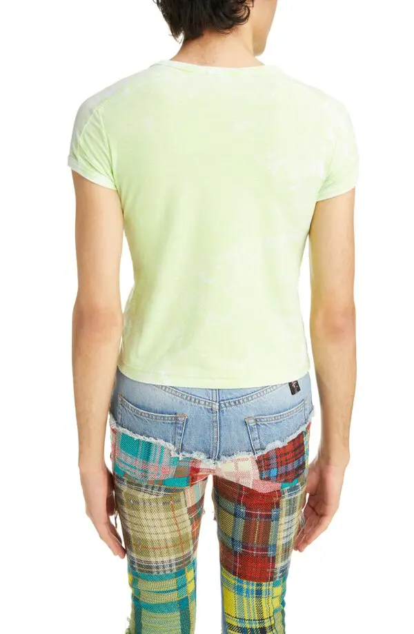 Acne Studios Greta Flocked Appliqué T-Shirt In Fluo Green - 71
